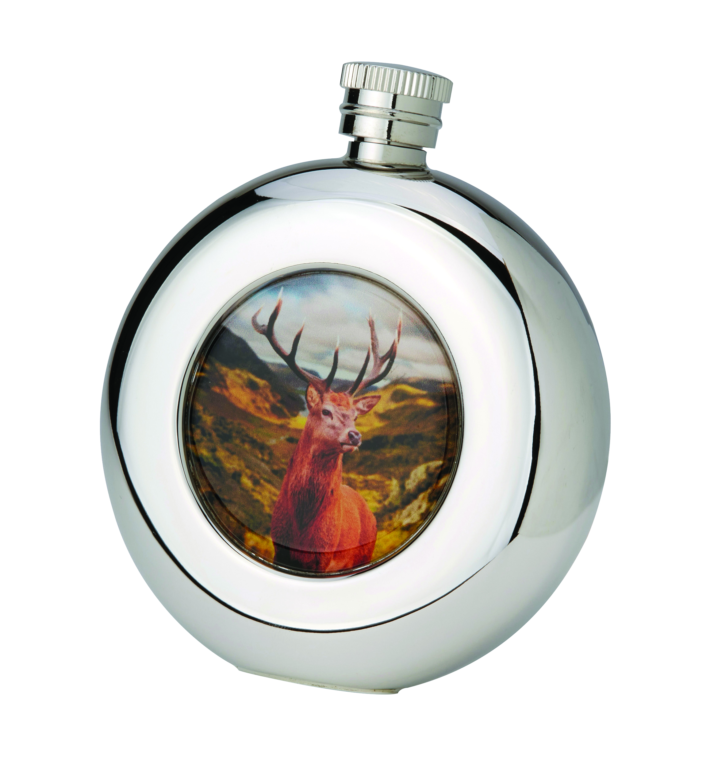 4.5oz Round Stainless Steel Hip Flask Stag - Eastern Gun Company